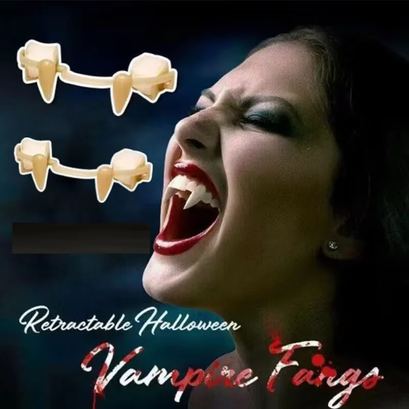 Retractable-Vampire-Teeth-Dentures-Fangs-Halloween-Cosplay-Vampire ...