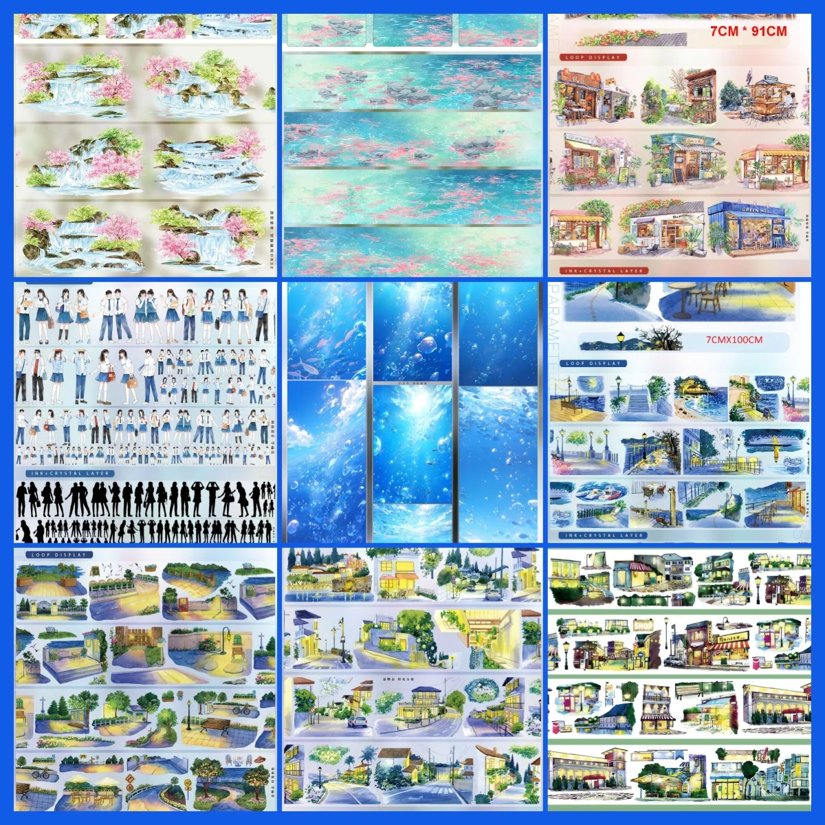 Many Designs Beach Sea Landscape Washi PET Tape Sample 1 Loop Zero ...