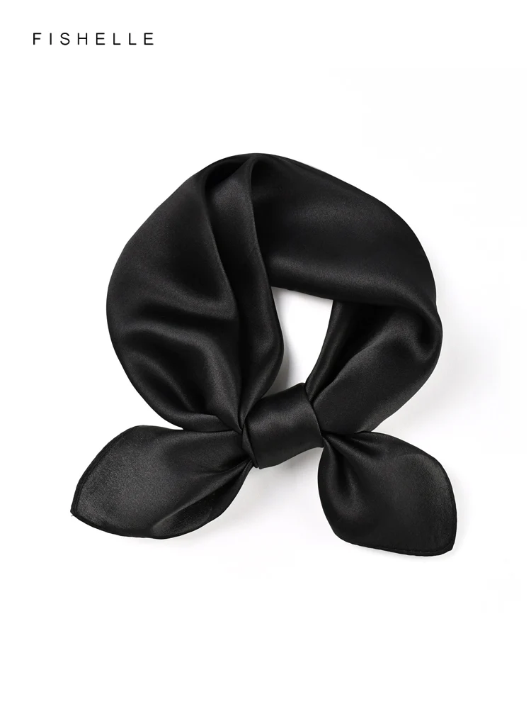 Solid color black pure silk scarf headscarf handkerchief lady scarves ...