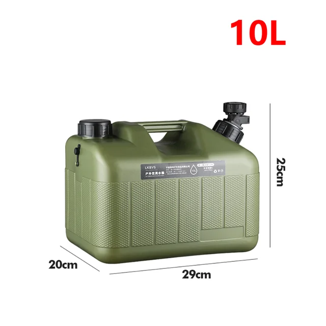 마개가 있는 대용량 물통 10L PE 물 저장 캐리어 캠핑 하이킹 피크닉을 위한 휴대용 녹색 양동이, 녹색 물통