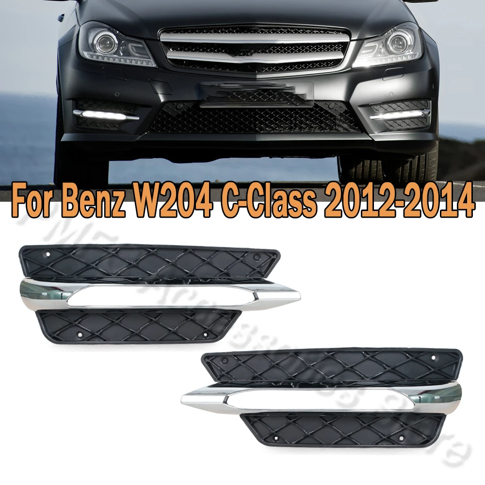 Car-Front-Bumper-Grilles-Black-Chromium-Fog-Light-Cover-For-Mercedes ...