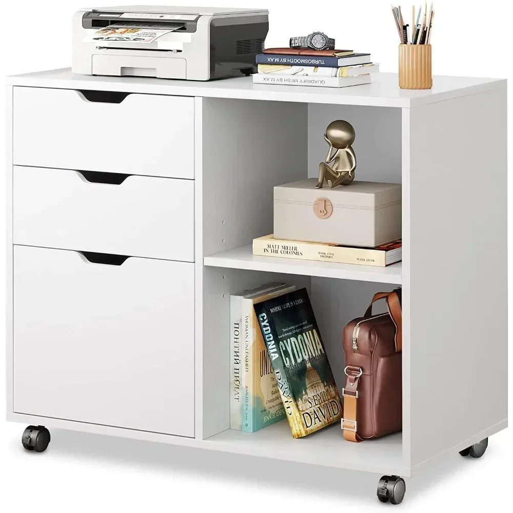 Wooden-Filing-Cabinet-with-3-Drawers-Mobile-Horizontal-Printer-Rack ...