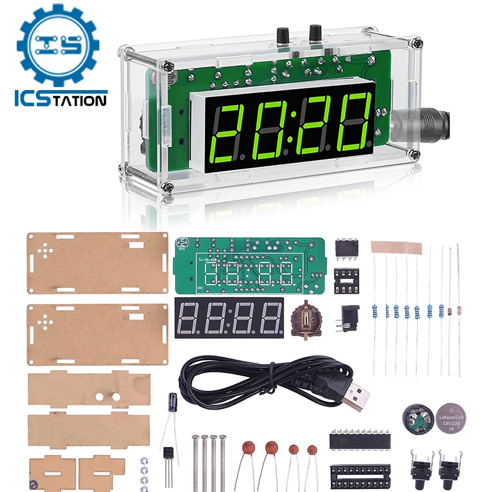 DIY-Electronic-Kit-Clock-Digital-LED-Display-Time-Light-Control ...