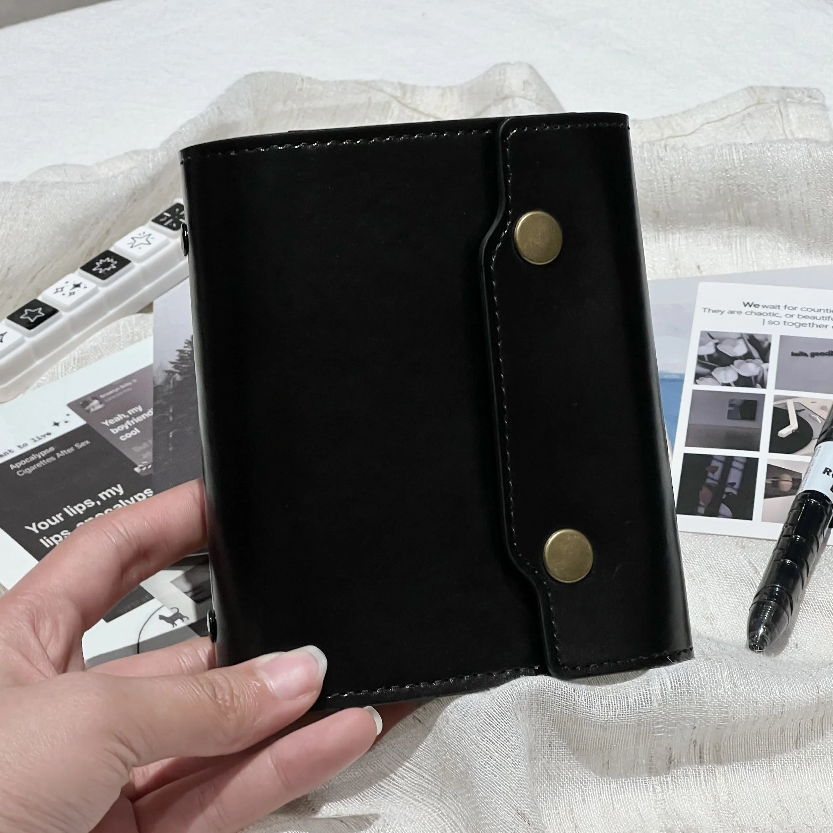 Classic Black M5 Notebook Three Fold Blank Loose Leaf Notebook Suitable ...