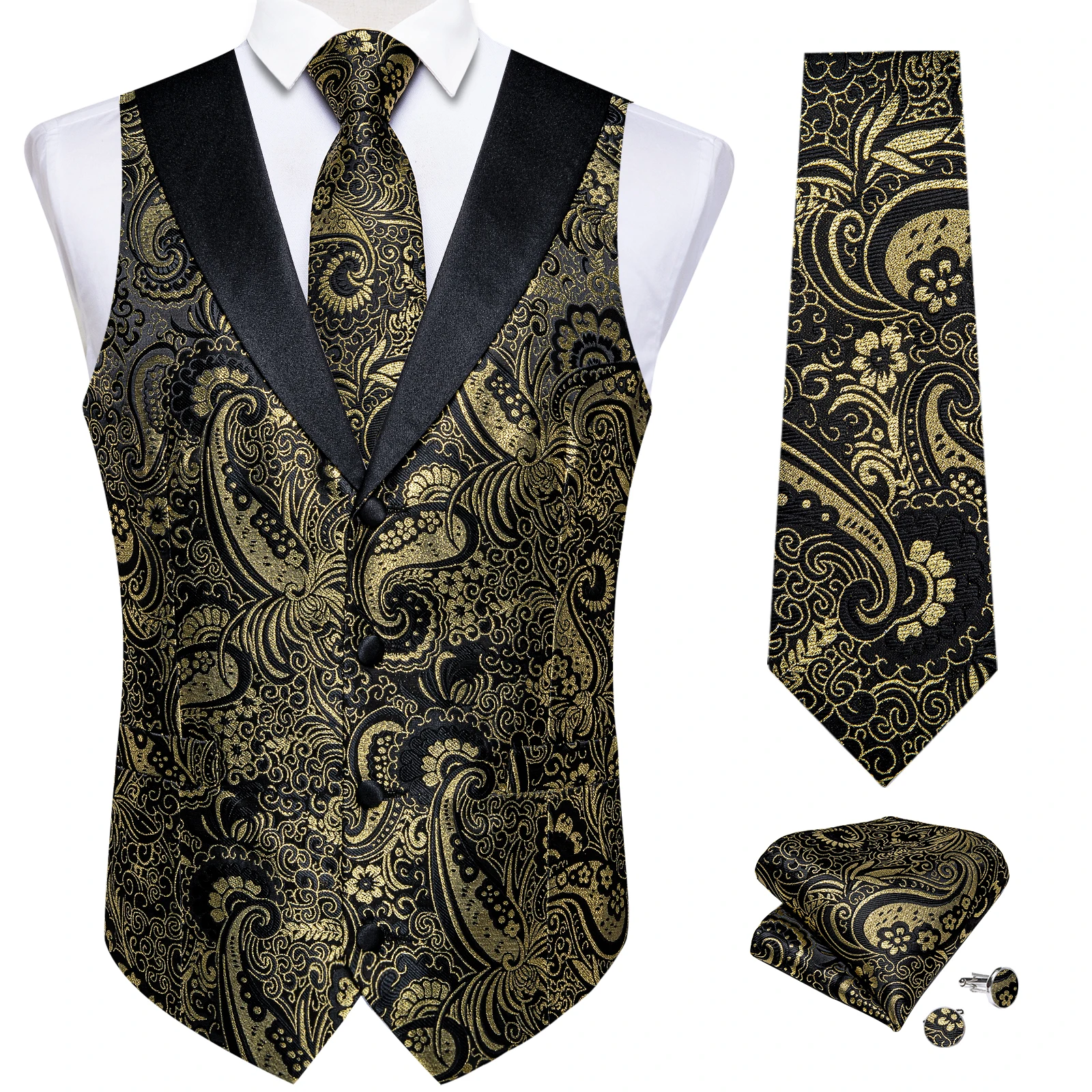 Chaleco-de-traje-de-seda-de-Cachemira-para-hombre-corbata-de-cuello-pa ...