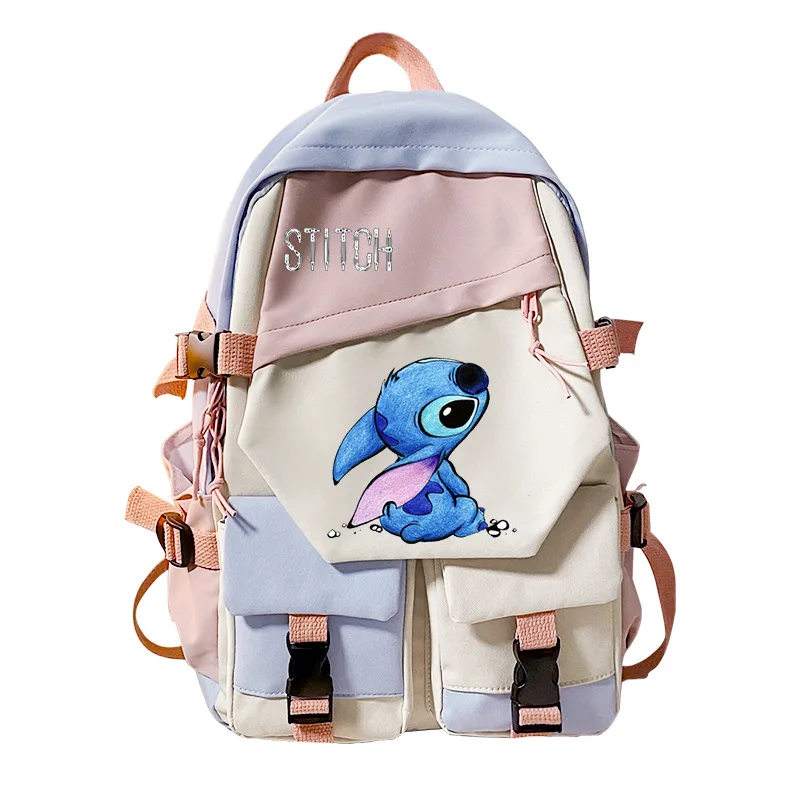 Mochila-escolar-Lilo-Stitch-con-estampado-de-contraste-de-Color-para-ni ...