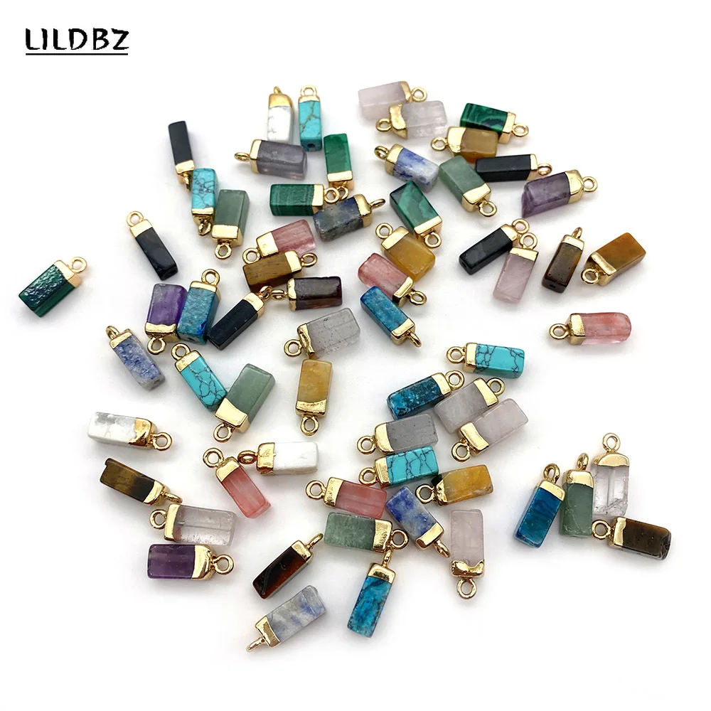 Natural-Stone-Malachite-Amethyst-Necklace-Pendants-Rectangular-Plating-Charms-Jewelry-DIY ...