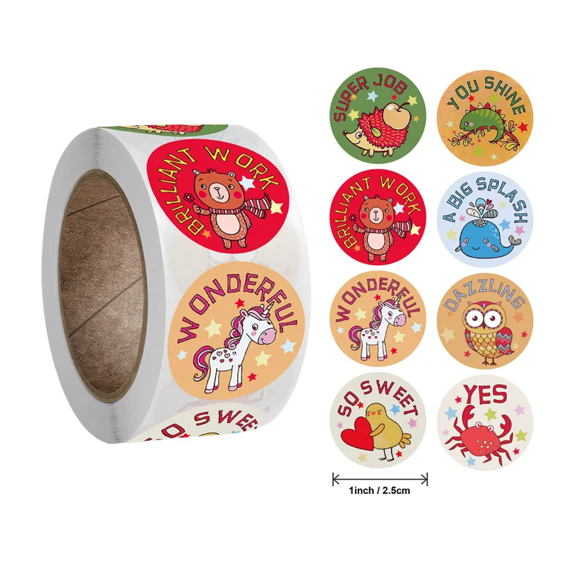 500Pcs-Roll-Children-Reward-Stickers-School-Students-Cute-Animal ...