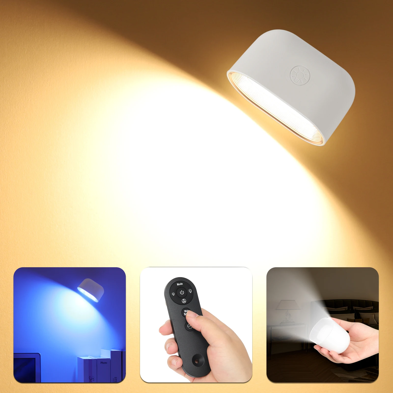 Indoor-LED-Wall-Lamp-USB-Rechargeable-Magnetic-Wall-Light-360-Rotate ...