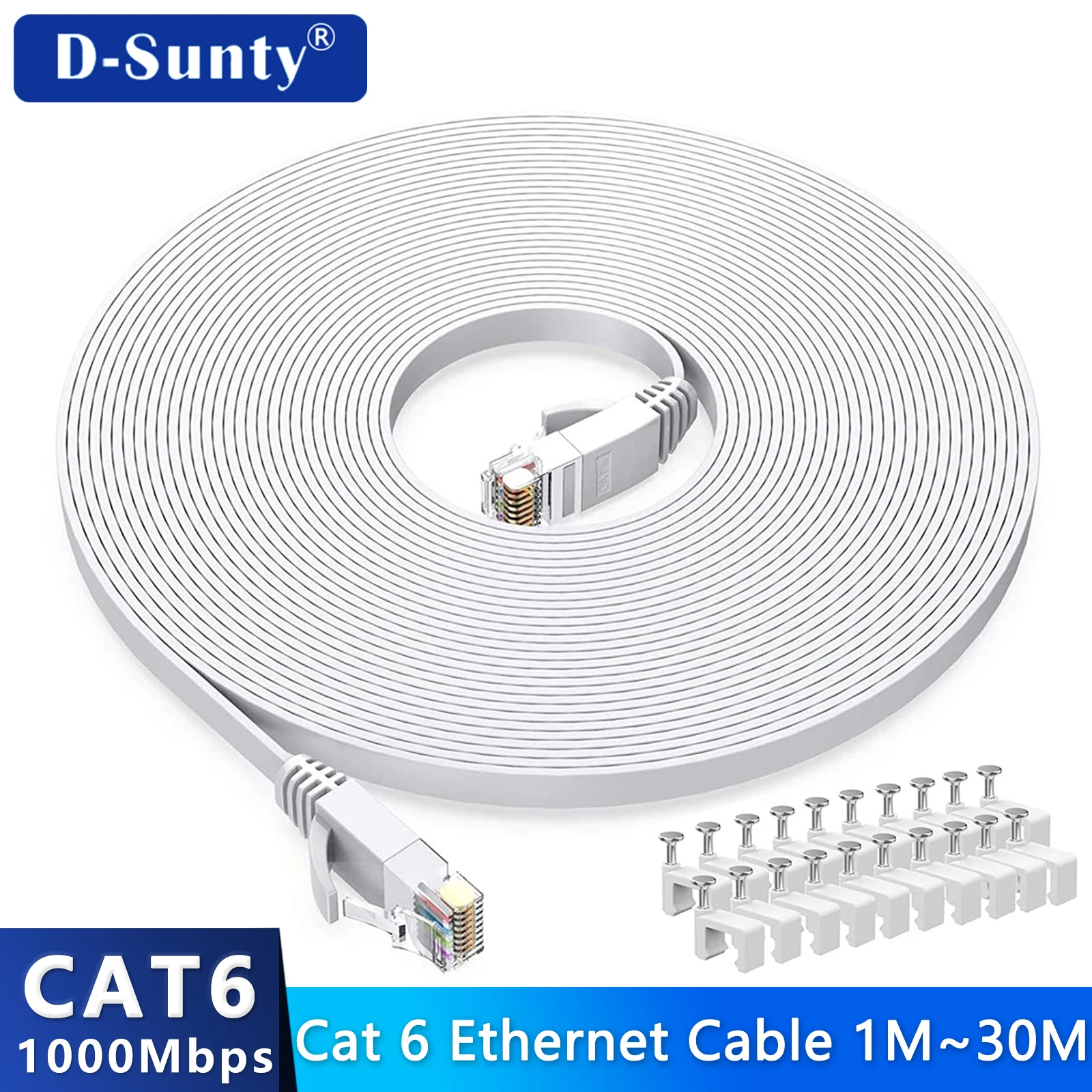 Cat6 Ethernet Cable Flat RJ45 Computer Internet LAN Network Ethernet ...