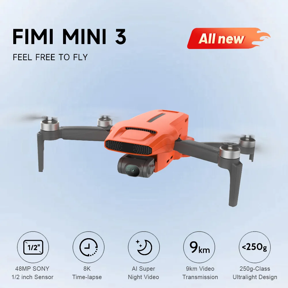 FIMI-MINI-3-Drone-4K-60fps-AI-Super-Night-Video-9km-Range-3-Axis-Gimbal ...