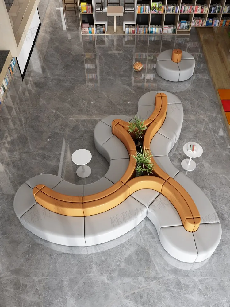 Sofá em forma de S para área de leitura, biblioteca criativa, shopping ...