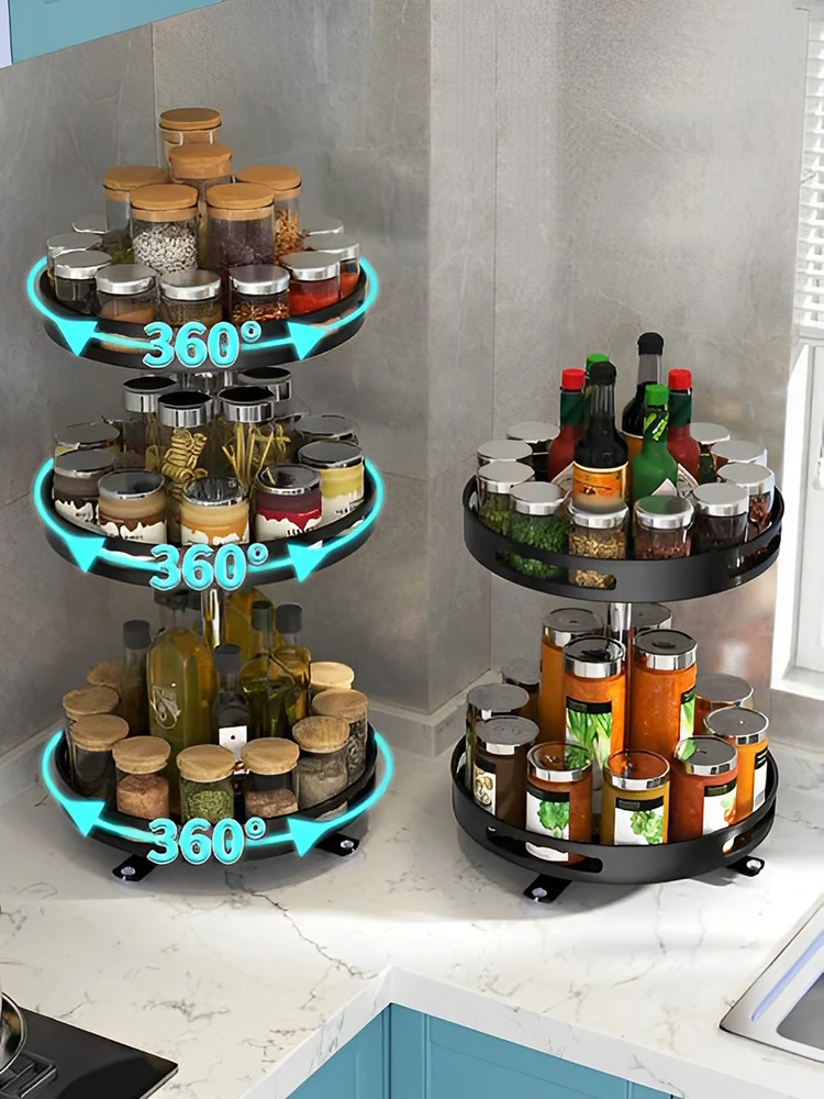 360-Rotatable-Spice-Rack-for-Seasonings-Spices-Jar-Non-Skid-Carbon ...