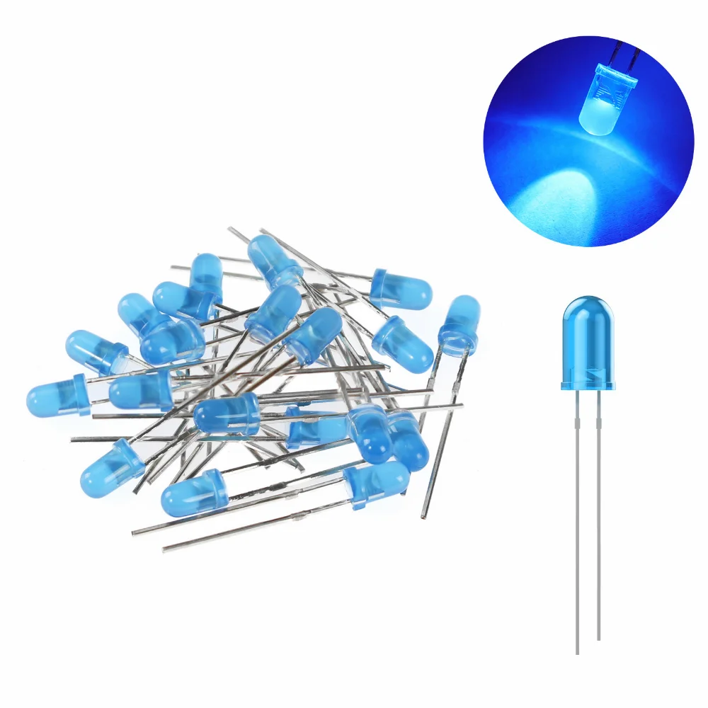 100pc 3mm LED 다이오드 발광 저전압 확산 다이오드 원형 램프 노란색 녹색 주황색 빨간색 파란색 전자 부품 ...