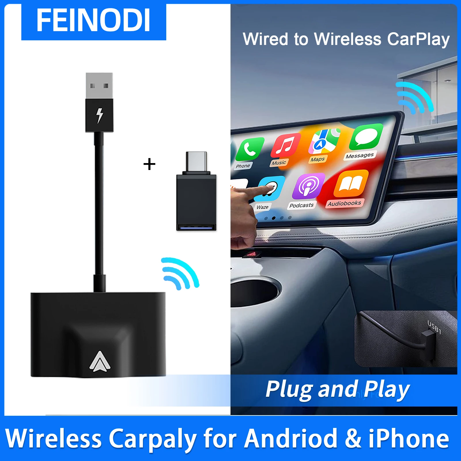 Wireless Android Auto Carplay Adapter 2022 Upgrade 5ghz Wifi Carplay ...