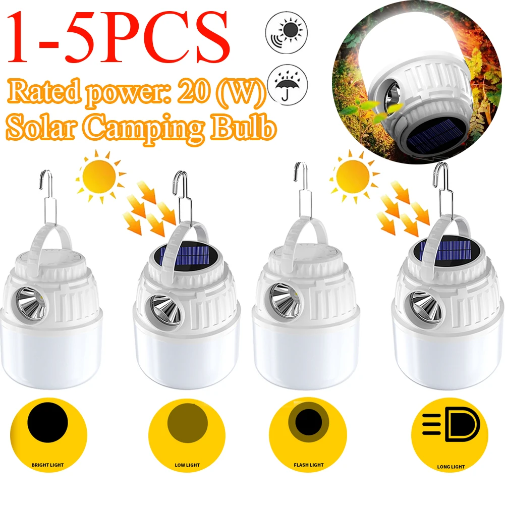 1-5pcs Upgraded Solar Lamp Solar Energy Panel Powered Emergency Bulb ...