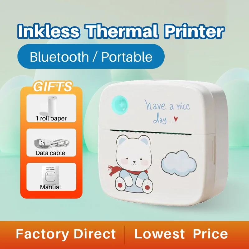 Inkless-Bluetooth-Wireless-Thermal-Mini-Portable-Printer-Label-Printer ...
