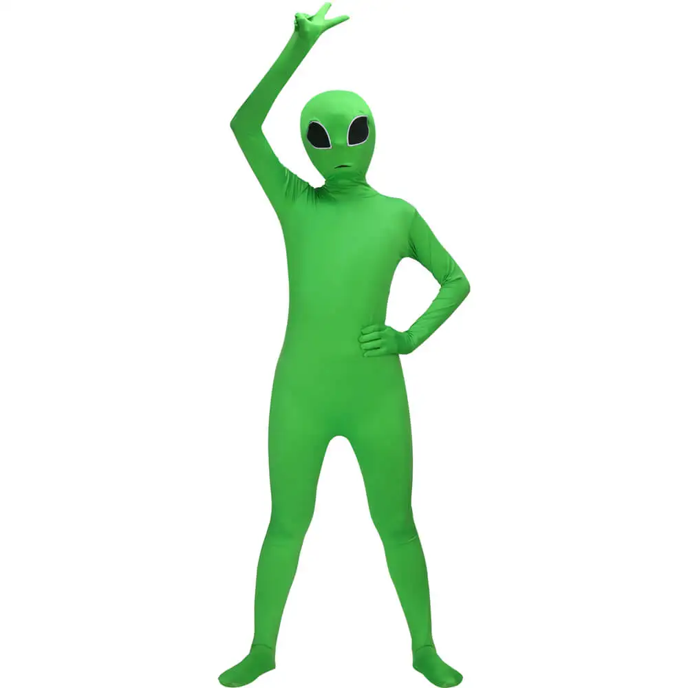 Kids Alien Halloween Costume Green ET Scary Monster Bodysuit Christmas ...