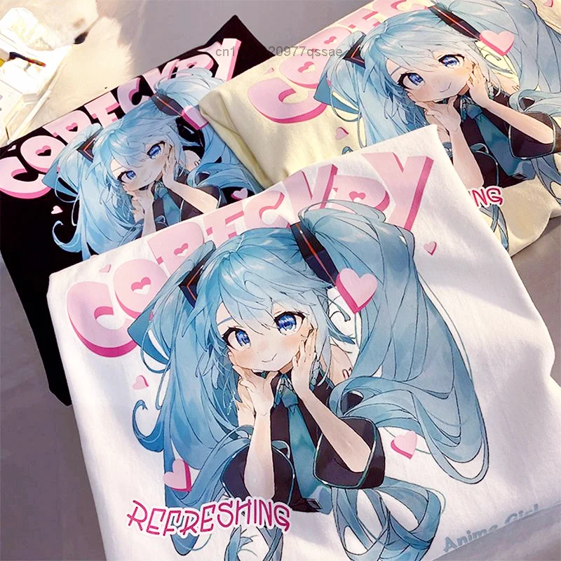 Hatsune Miku Cotton Cartoon Animation T-shirt For Men And Women Y2k ...