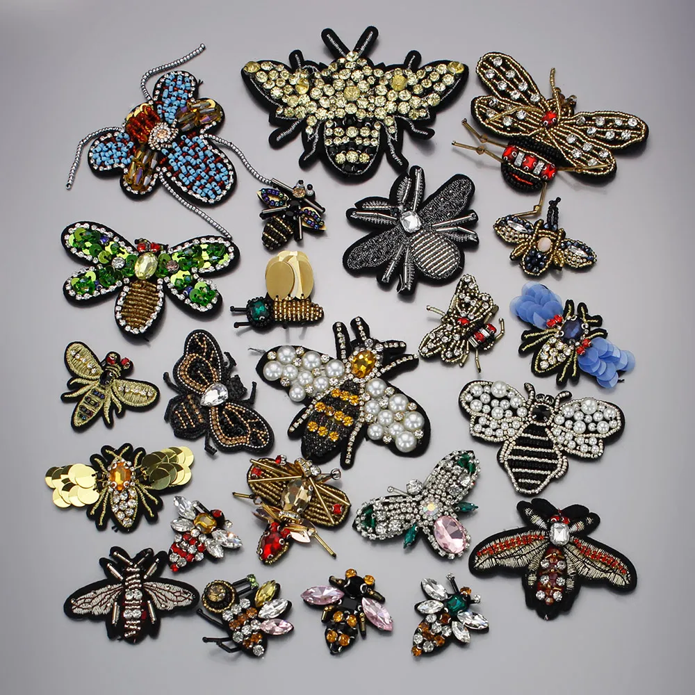 Handmade Rhinestone beaded sequin Patches, bees cool fashion Sew on ...