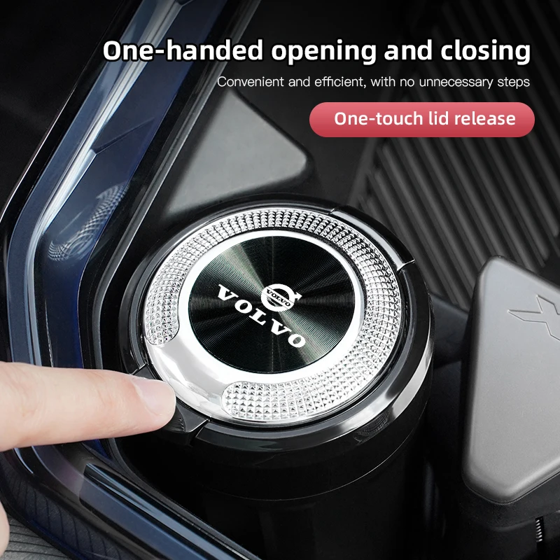 Car Cigarette Ashtray with Lid with LED Night Light Portable For Volvo ...