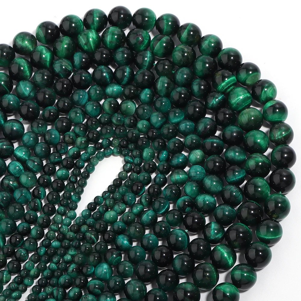 1 Strand Natural Green Tiger Eye Beads 4/6/8/10/12mm Round Loose Stone ...