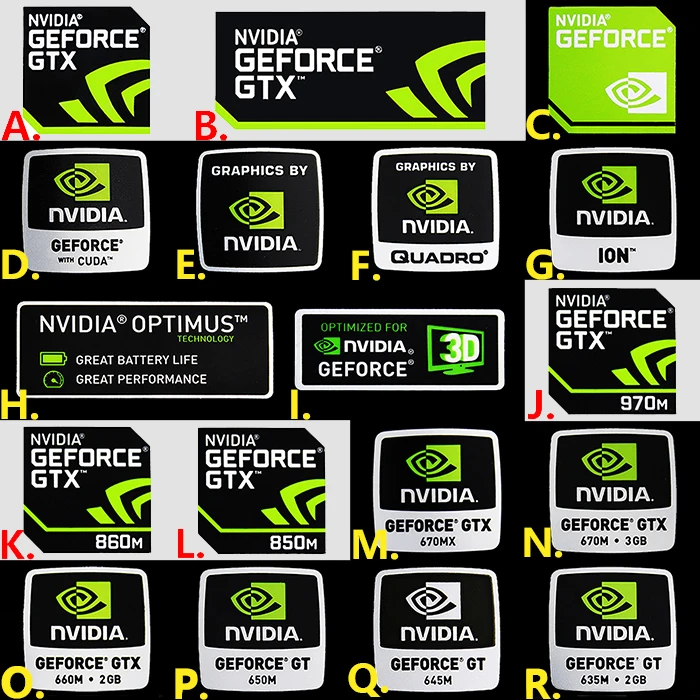 Nvidia gtx geforce especial 970m 860 quadro etiqueta decalque para ...