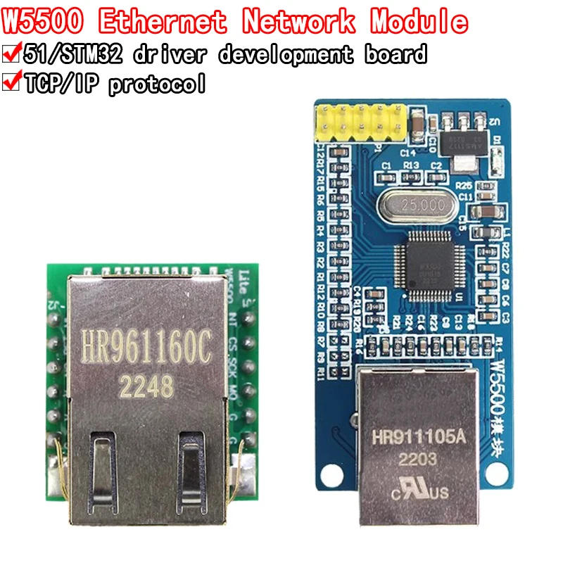 W5500-Ethernet-network-module-hardware-TCP-IP-51-STM32-microcontroller ...