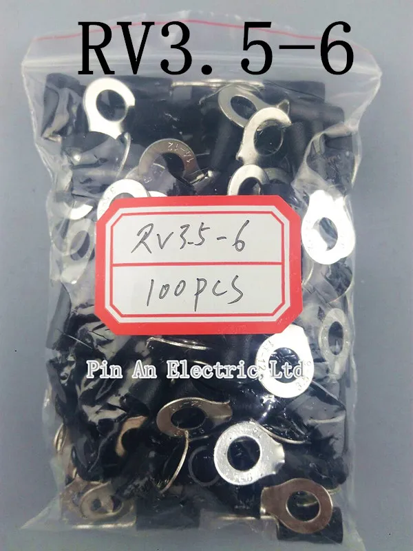 RV3.5-6 Black Ring insulated terminal suit 2.5-4mm2 cable Crimp Terminal Cable Wire Connector ...