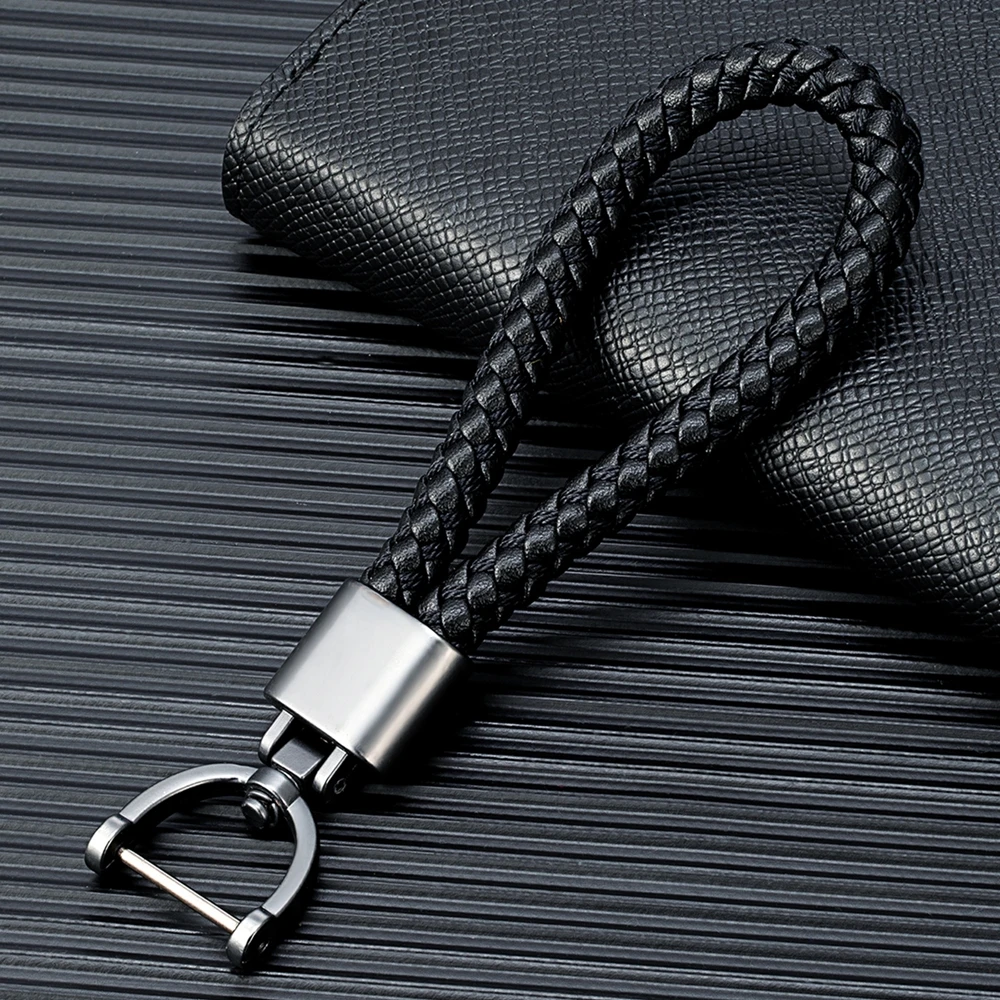 MKENDN-Luxury-Leather-Men-Women-Keychain-Black-Clasp-Creative-Rotatable ...