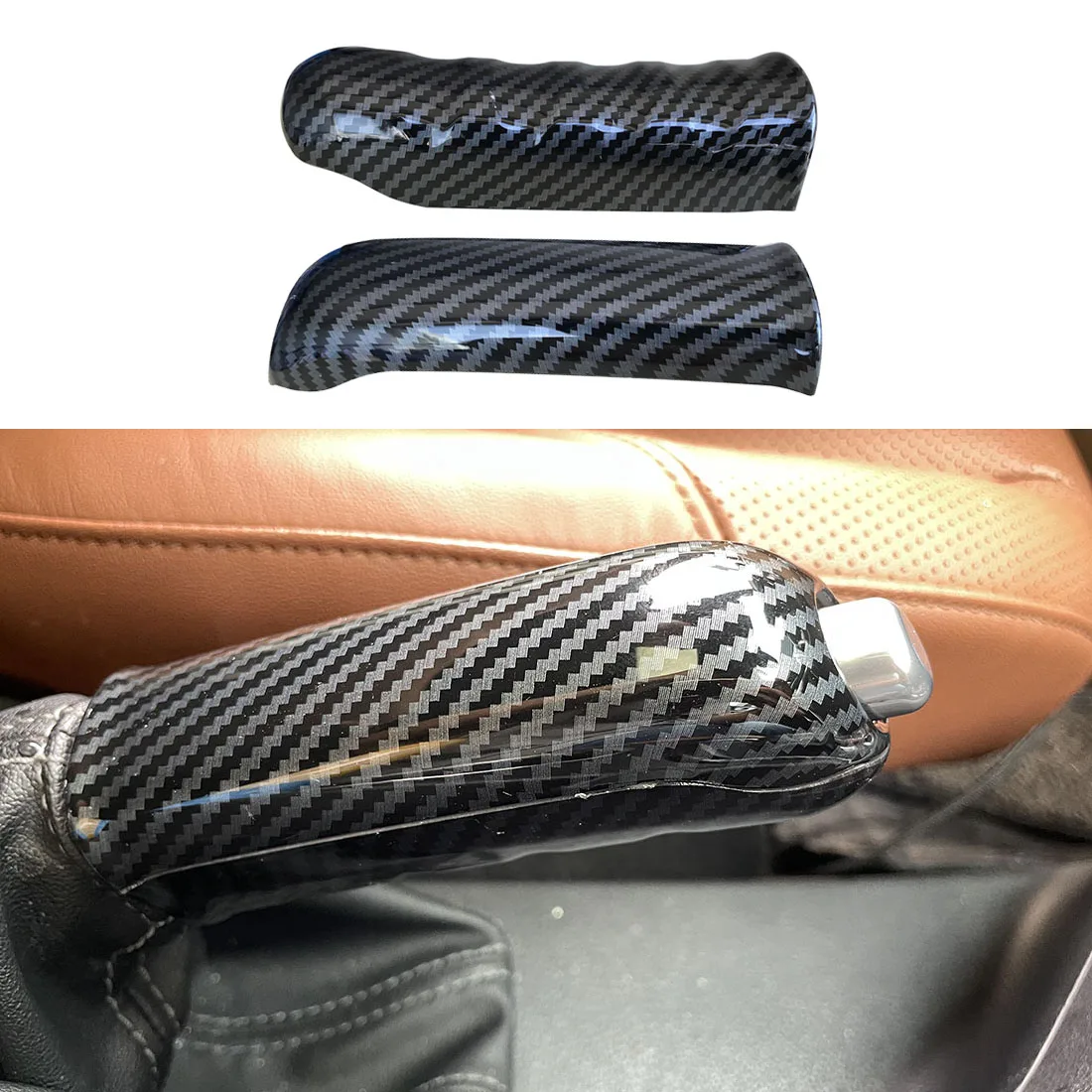 Carbon Fiber Color Parking Handbrake Hand Brake Handle Cover Trim Fit ...