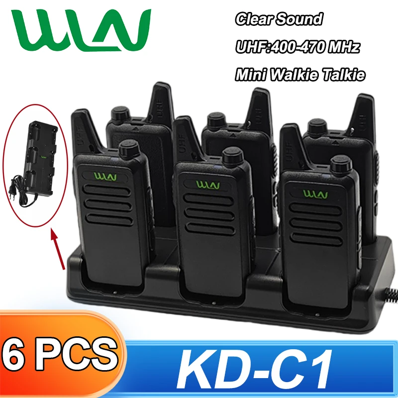 6PCS WLN KD-C1 Mini Walkie Talkie UHF 400-470MHz Transceiver 5W 16CH ...