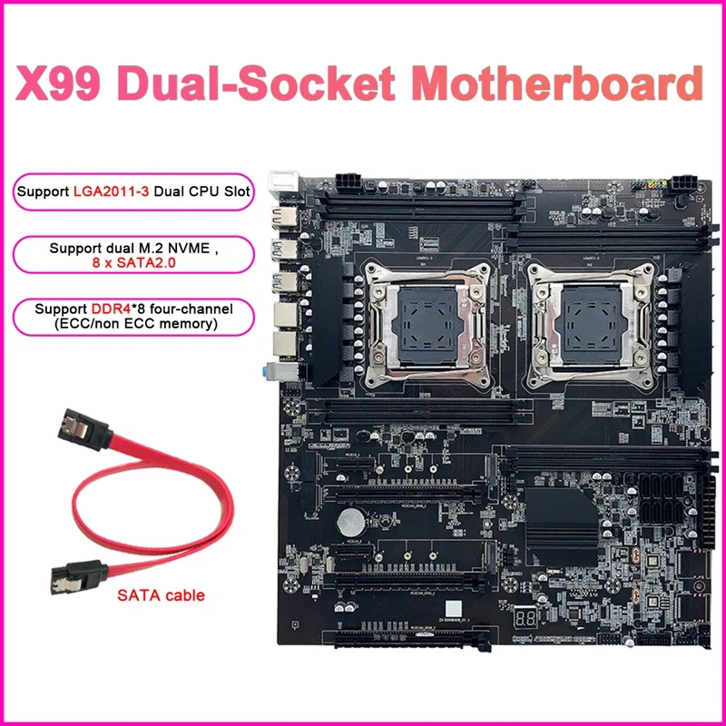 Hot X99 Dual Socket Mining Motherboard Lga2011 3 Dual Cpu Ddr4 Memory