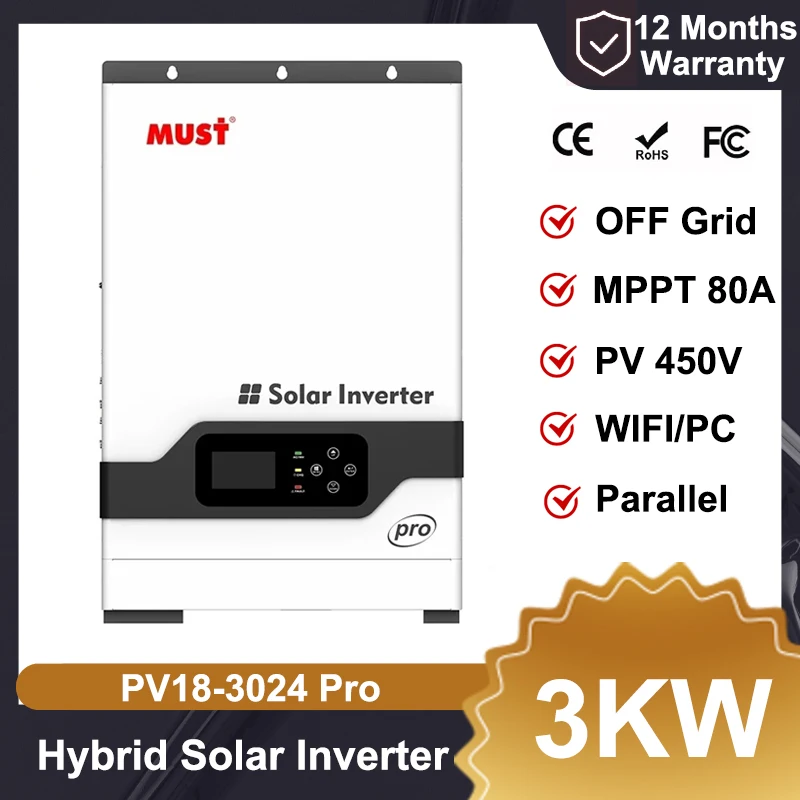 MUST-PH1800-Pro-3KW-24V-Pure-Sine-Wave-Home-Hybrid-Solar-Inverter-PV ...