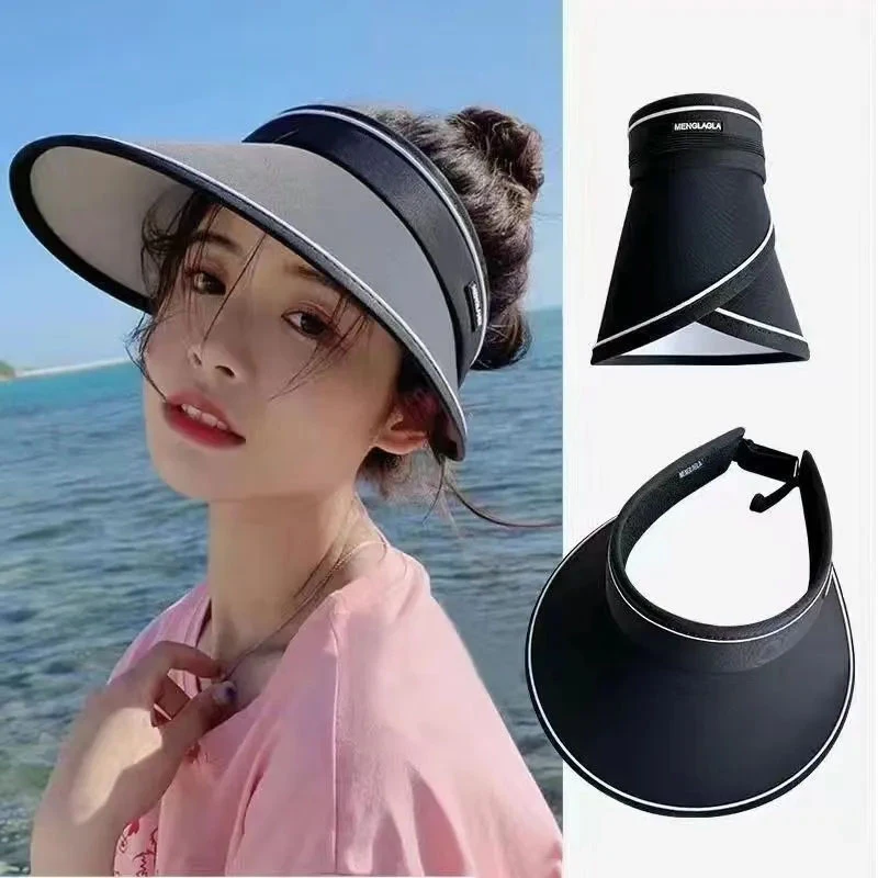Korean-Women-Outdoor-Uv-Protection-Sun-Visor-Cap-Large-Wide-Brim-Beach ...