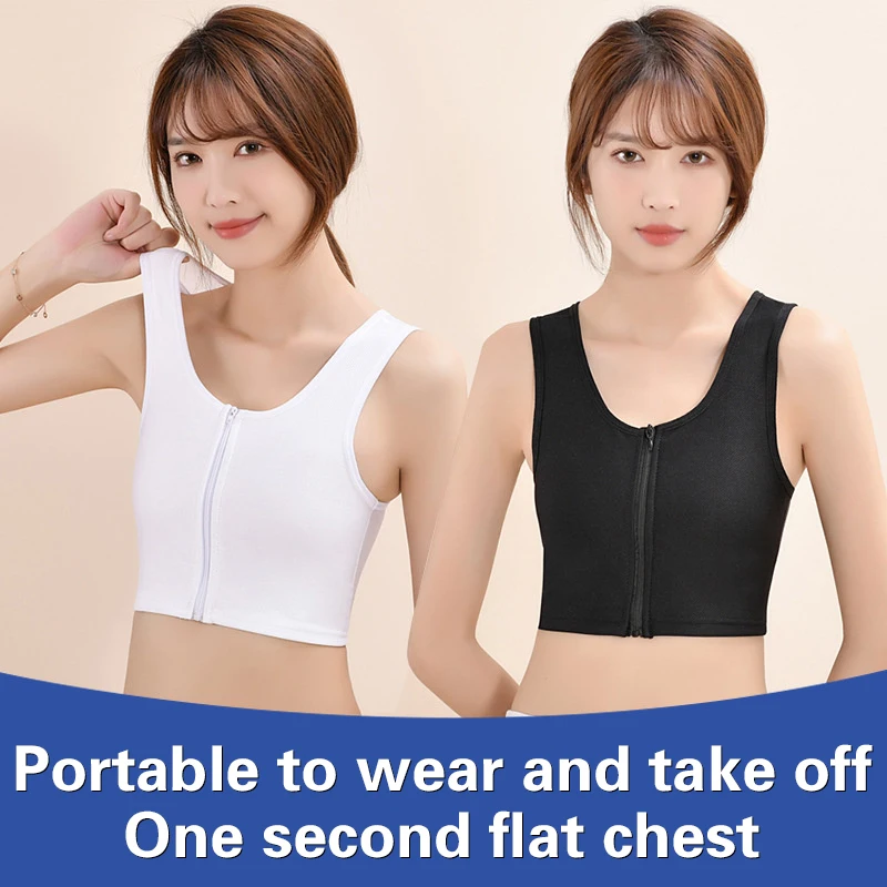 Chest-Binder-Women-Tops-Zipper-Flat-Chest-Invisible-Underwear-Wrapped ...