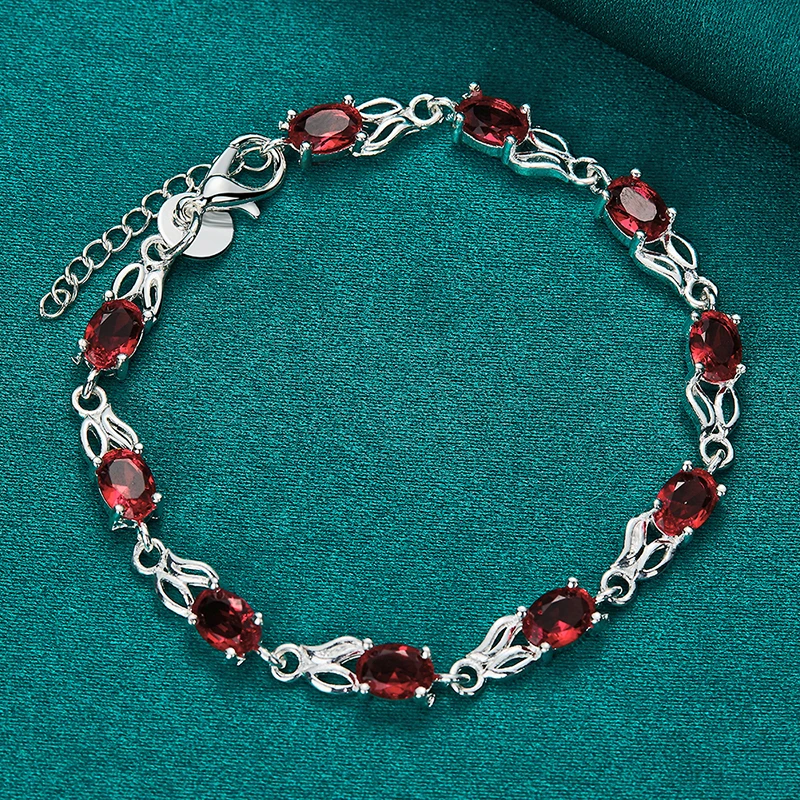 925-Sterling-Silver-Red-AAA-Zircon-Rabbit-Chain-Bracelet-For-Women ...