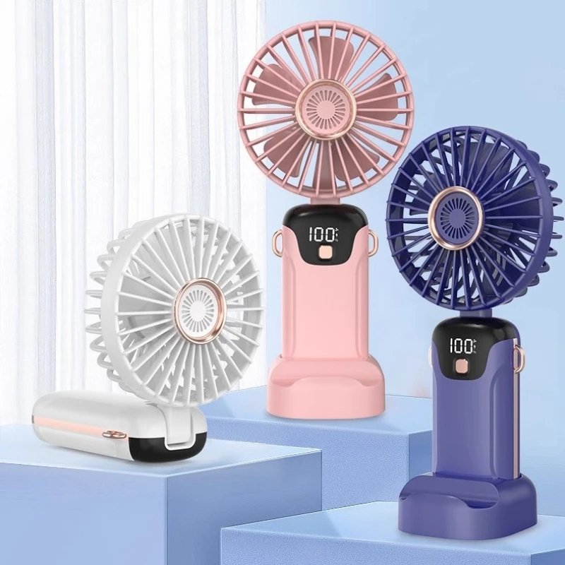USB-Handheld-Fan-Portable-Desktop-Digital-Display-Folding-Small-Fan ...