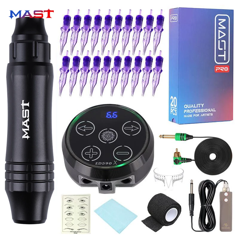 Mast Rotary Tattoo Machine Kit P10 Ultra Pmu Pen Rca Interface Led ...