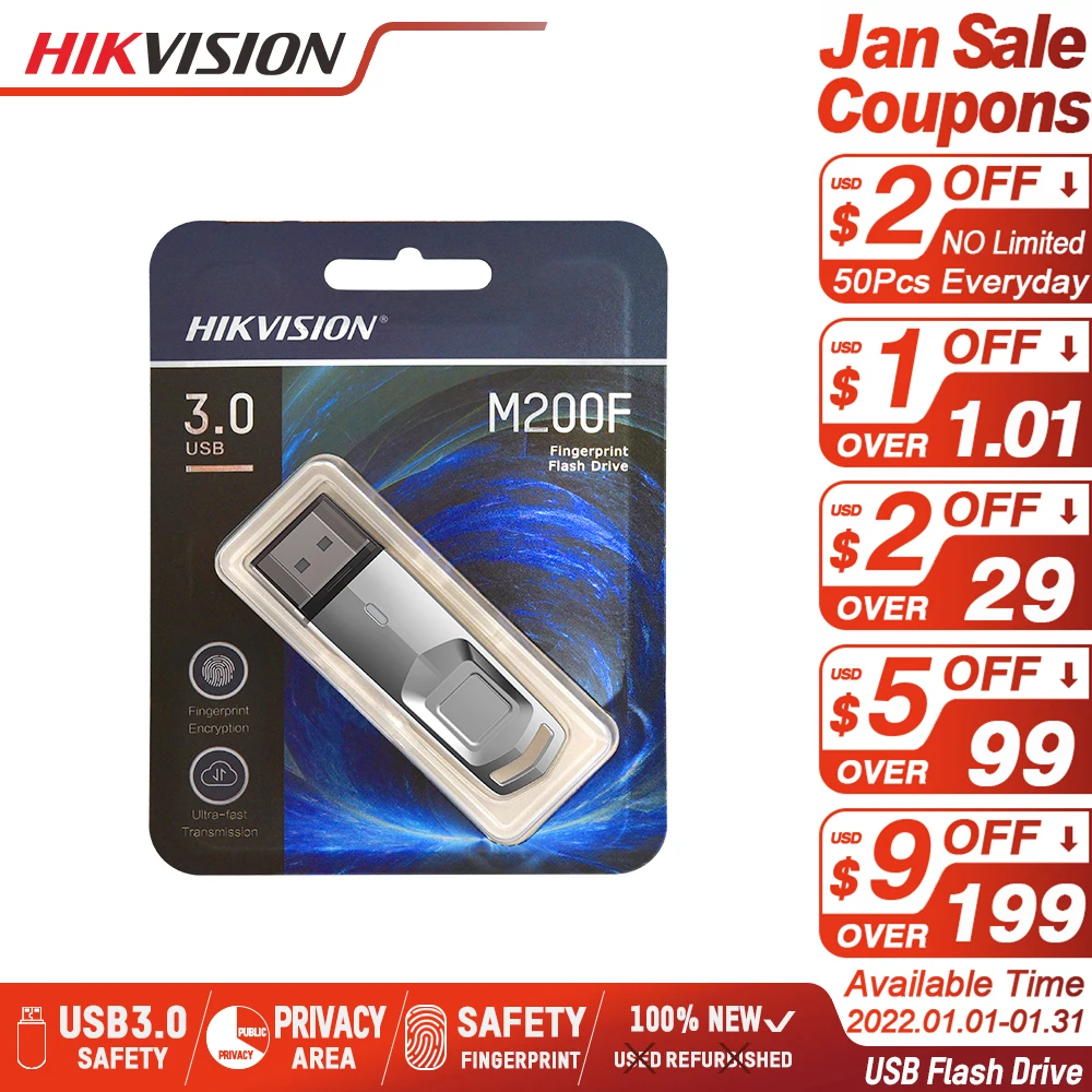 Hikvision USB Flash Drive 3.0 32GB 64GB Fingerprint Encrypted USB 3.0 ...