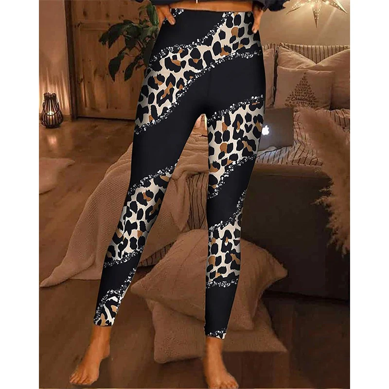 Divasily 2022 Fashion Leopard Print High Waist Fleece Lined Leggings Women Casual Skinny Bottoms ...