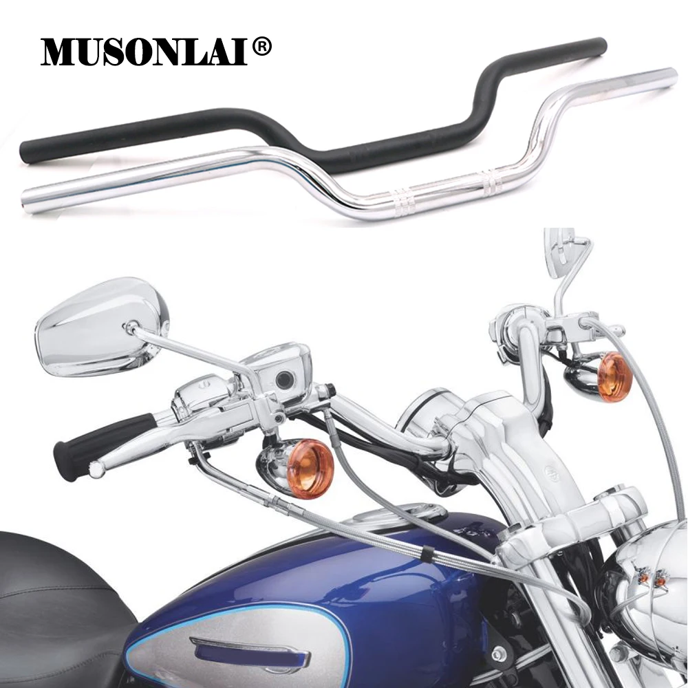 Universal-Motorcycle-Handlebar-1-25mm-Chopper-Cafe-Racer-Handlebar-Drag ...