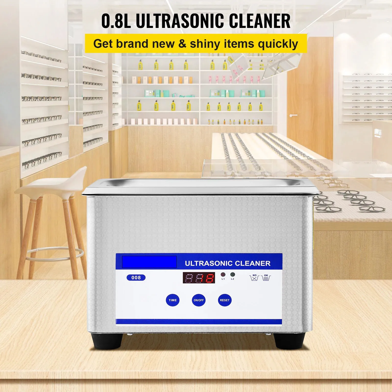 800mL-Ultrasonic-Cleaner-Digital-Timer-Stainless-Steel-Bath-Jewelry ...