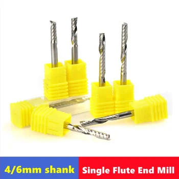 4 6mm Shank Carbide End Mill Single Flute Milling Cutter One Flute ...