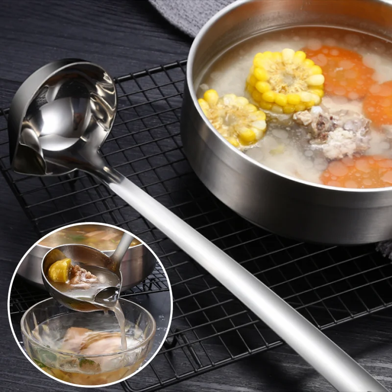 Stainless-Steel-Filter-Oil-Spoon-Soup-Fat-Oil-Separator-Ladles-Skimmer ...