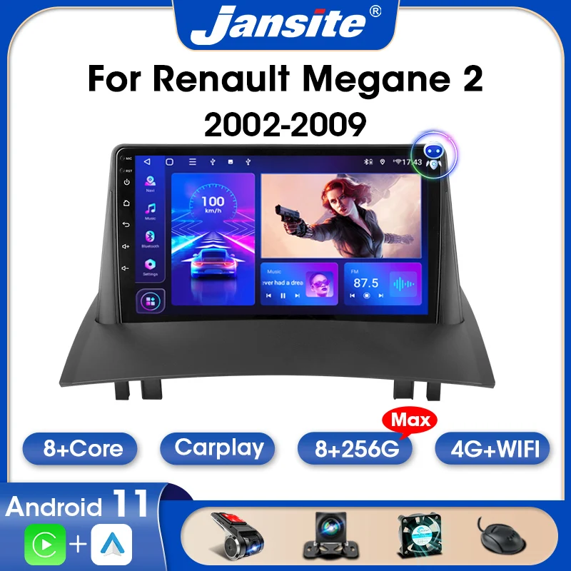 Jansite 2 Din Android 11 Auto Stereo Radio Für Renault Megane 2 2002 ...