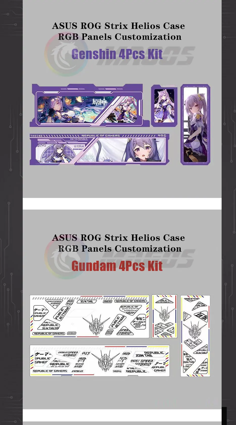 ASUS ROG Strix Helios Case RGB Panels 4Pcs/Kit EVA Comic Themes ...
