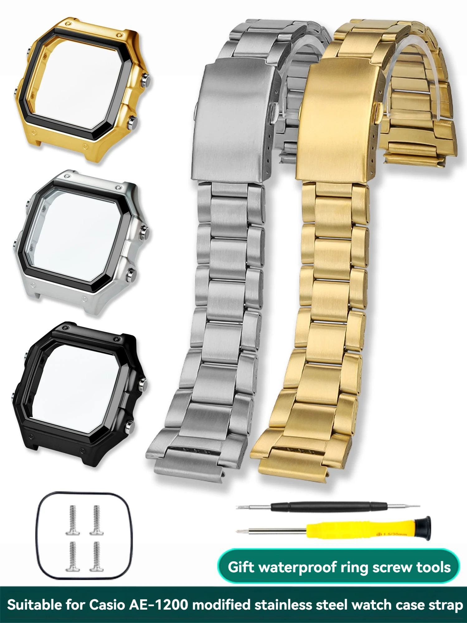 For Casio ae1200 case mod kit Modified all metal 3299 AE-1200 bezel ...