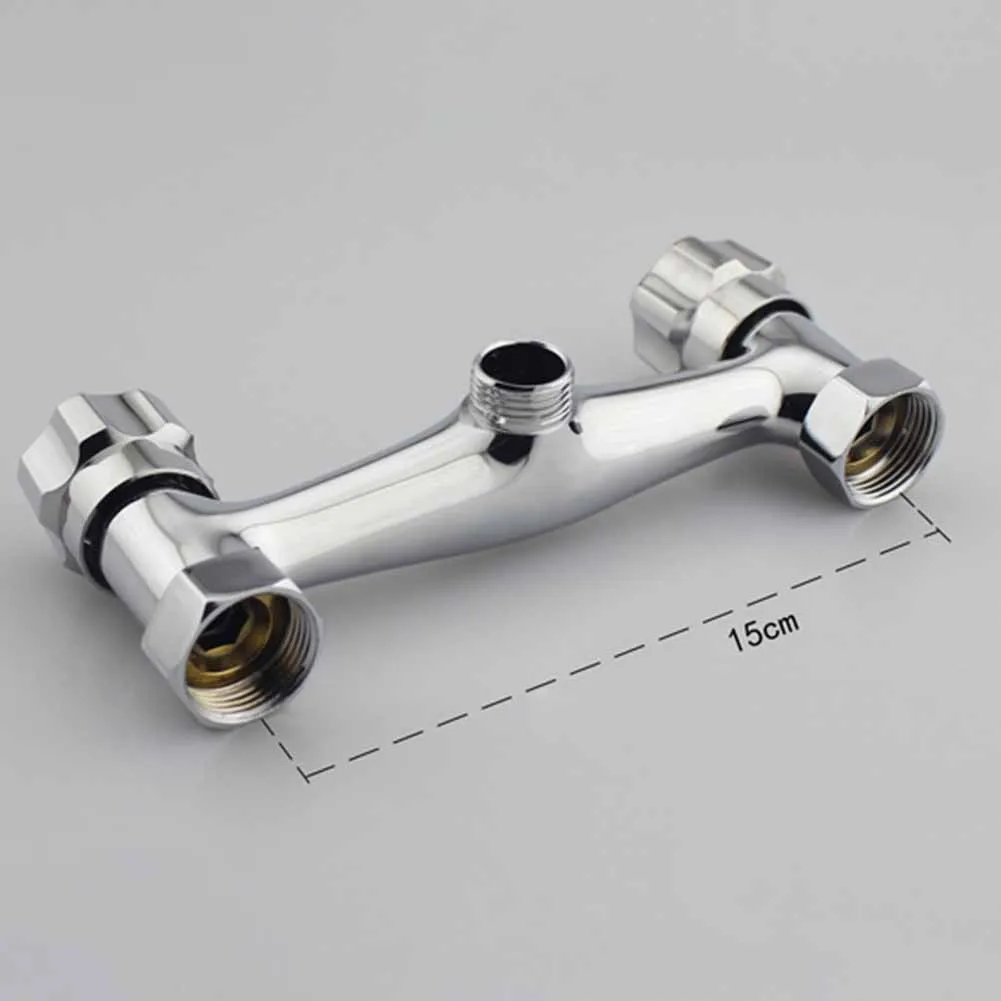 Chrome Bathroom Shower Mixer Tap Valve Copper Hot And Cold Water Double ...