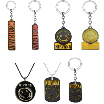 N-Nirvana 밴드 로고 키체인, 귀여운 스마일 페이스 펑크 목걸이, 펜던트 칼라 체인, 패션 목걸이, 여성 남성 쥬얼리 선물